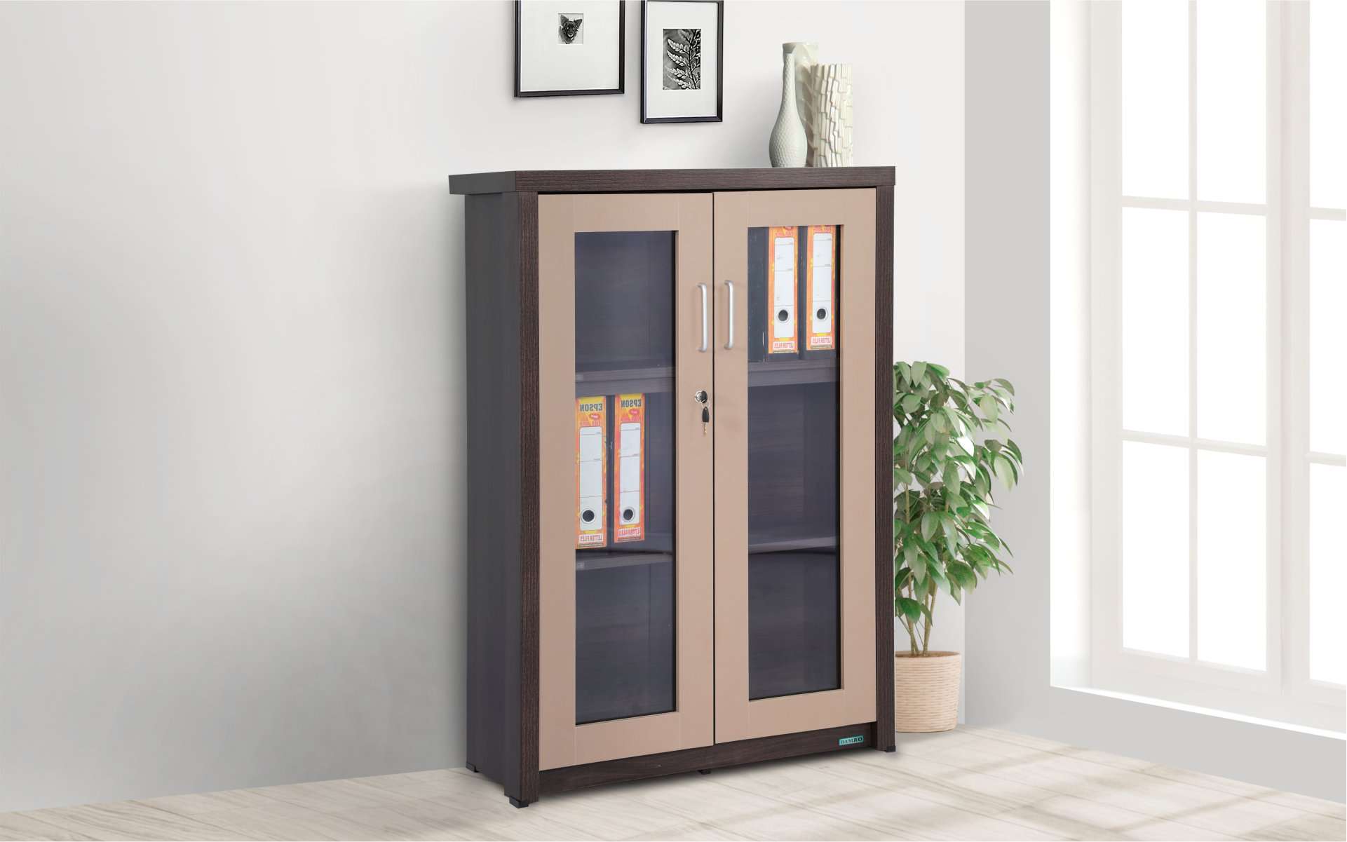 Spiffy Cupboard With 2 Half Glass Doors | Damro